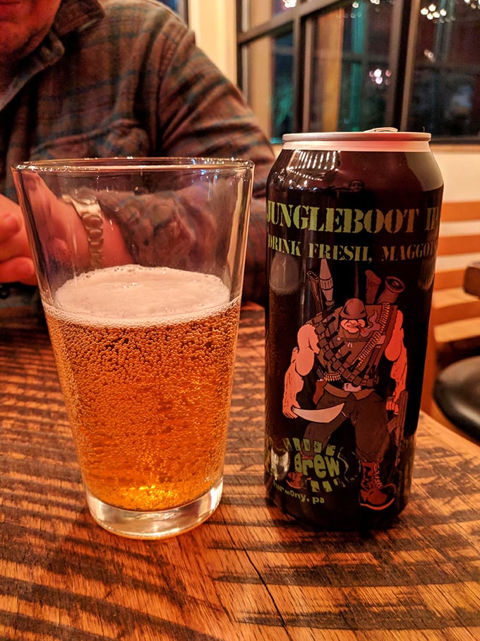 Local craft beer and barbecue – a pairing as perfect as Sinatra and a microphone. Jungleboot IPA stands ready for duty.