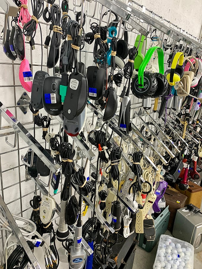 Technology's retirement home—a tangle of cords and gadgets that once represented the cutting edge of someone's digital life.