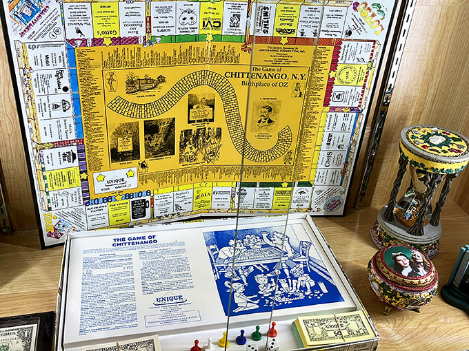 The Game of Chittenango board game sits proudly displayed – a rare find that celebrates L. Frank Baum's birthplace and legacy.
