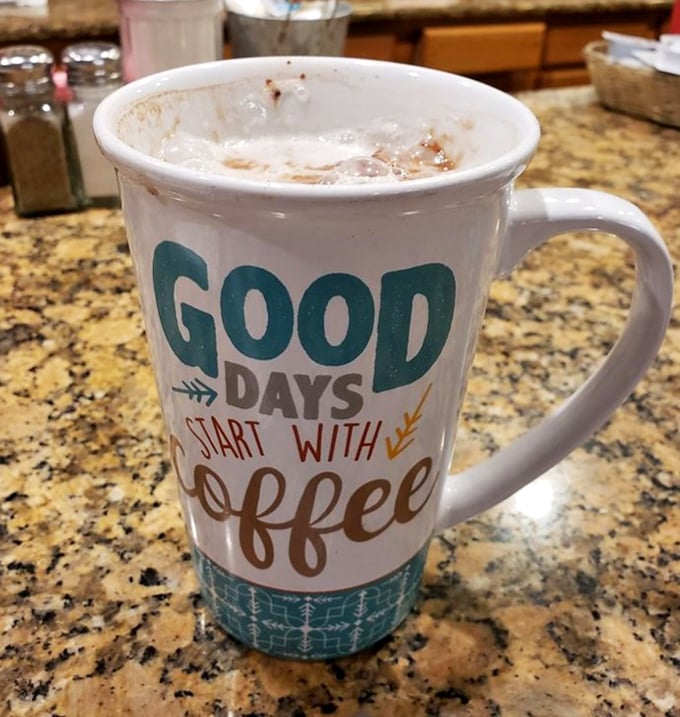 A mug that speaks the universal morning truth. Good days really do start with coffee, especially when served in charming, oversized vessels.
