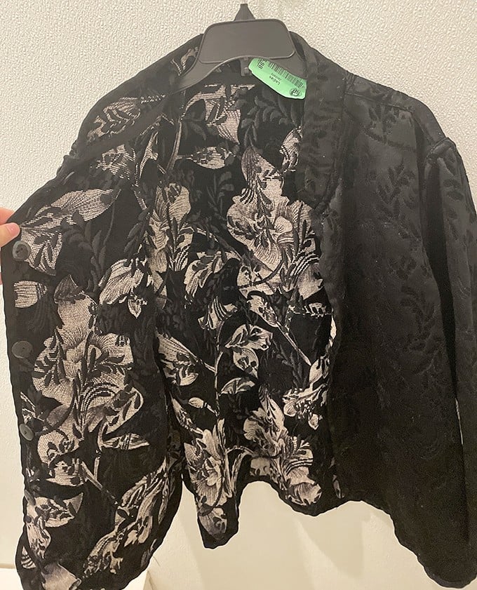 This embroidered jacket isn't just clothing—it's wearable art waiting for its second act on a stage called your closet.