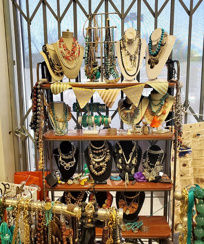 A jewelry display that rivals department store collections—except here, your credit card won't need trauma counseling afterward.