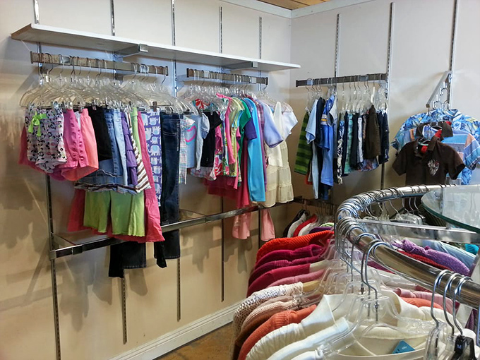 Children's clothing organized with care—tiny fashion statements at prices that won't have parents raiding college funds.