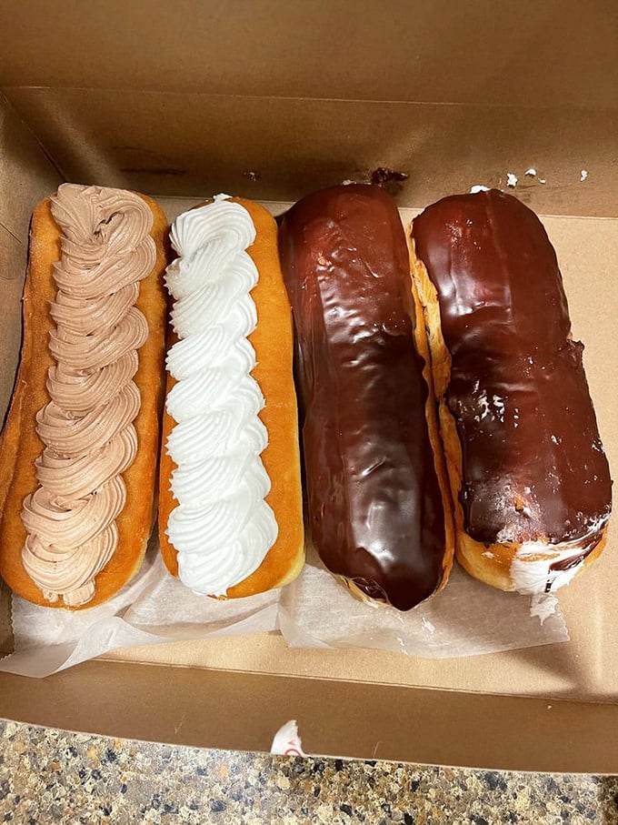 Long Johns that live up to their name—elongated vessels of cream and chocolate that demand to be savored slowly.