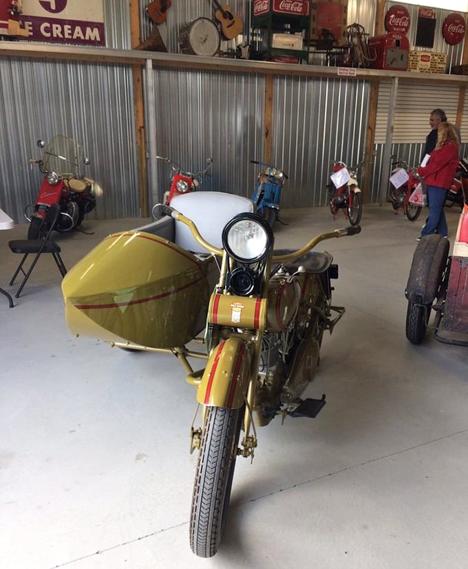 This mustard-yellow vintage motorcycle with sidecar isn't just transportation—it's a time machine to an era when the journey was the destination.