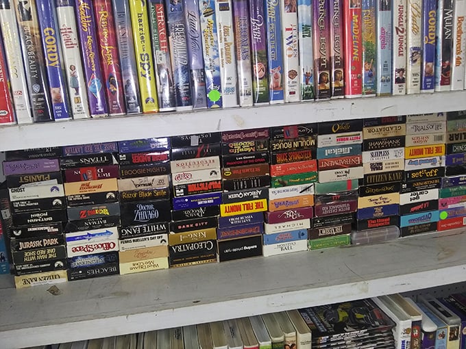 Movie collections that span generations, from VHS classics to DVDs that defined weekend entertainment for families.