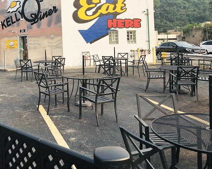 Outdoor seating where your breakfast comes with a side of fresh air and people-watching—urban dining with a dash of Strip District ambiance.