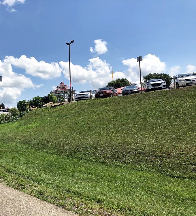 Even the parking area offers a view worth savoring—rolling hills that remind you you're in Ohio's heartland, not some sterile mall.