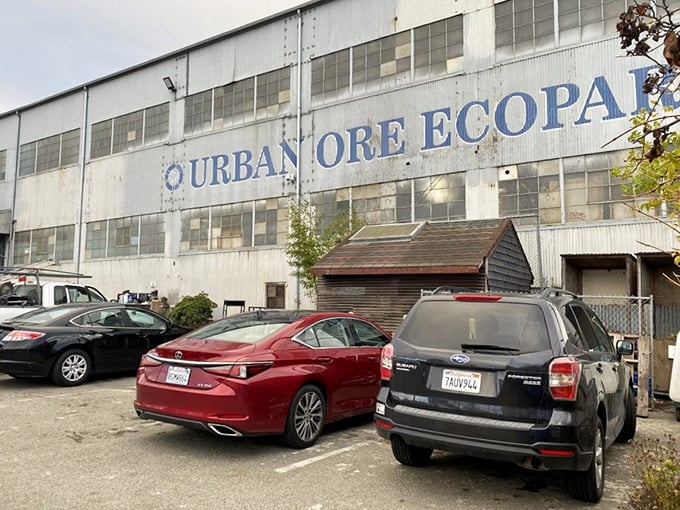 The outdoor salvage yard resembles an architectural graveyard where bathtubs and windows patiently wait for resurrection in someone's renovation dreams.