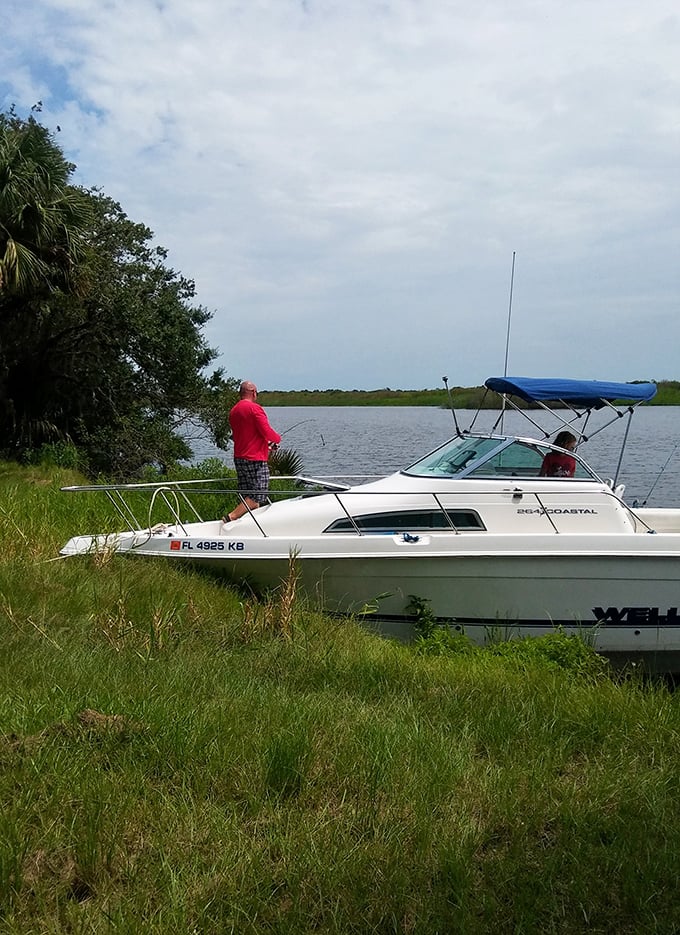 Fishing where the prairie meets the water—proof that multitasking landscapes exist. Florida's version of work-life balance: catching dinner while soaking in postcard views.