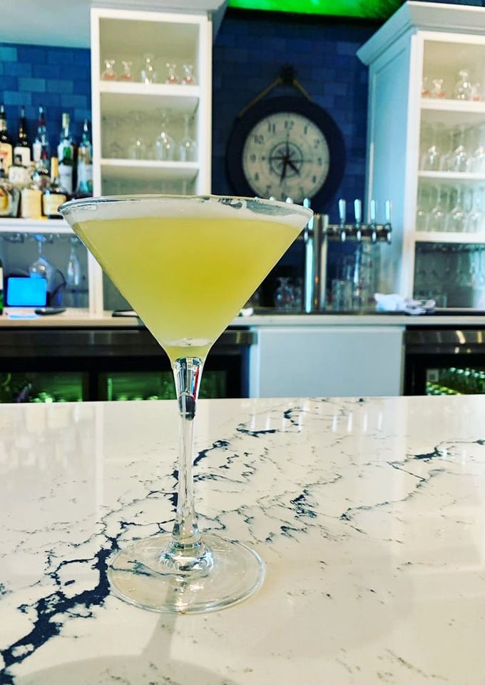 This isn't just any cocktail—it's vacation in a glass. The pineapple martini brings tropical vibes to Delaware's shores with every sip.