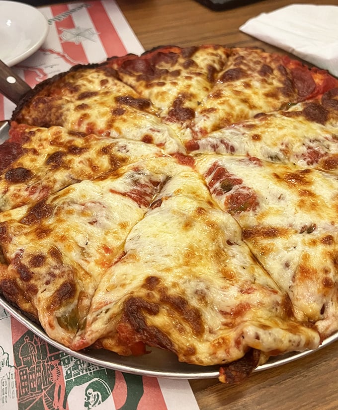 Pizza that makes you understand why the Teenage Mutant Ninja Turtles were always so happy.
