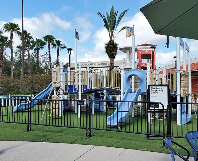 Shopping break for the little ones. This playground offers parents a moment of peace while kids burn energy between store marathons.