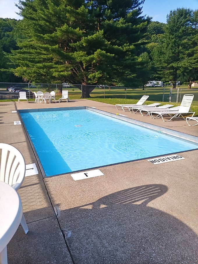After conquering trails, this refreshing pool offers sweet relief—proof that whoever designed this park understood the perfect adventure-relaxation balance.