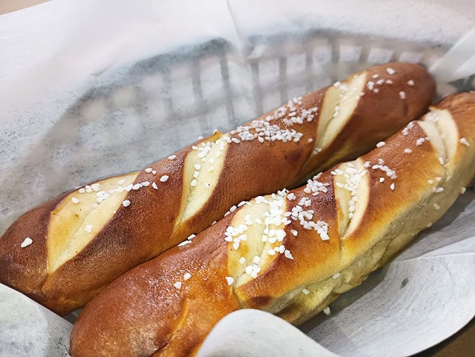 Soft pretzels with that perfect chew—the ideal companion for soaking up every last drop of seafood broth.