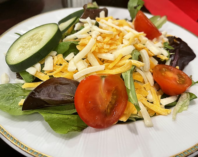 Even the salad shows attention to detail—fresh, colorful, and thoughtfully composed, proving green things can hold their own on this menu.