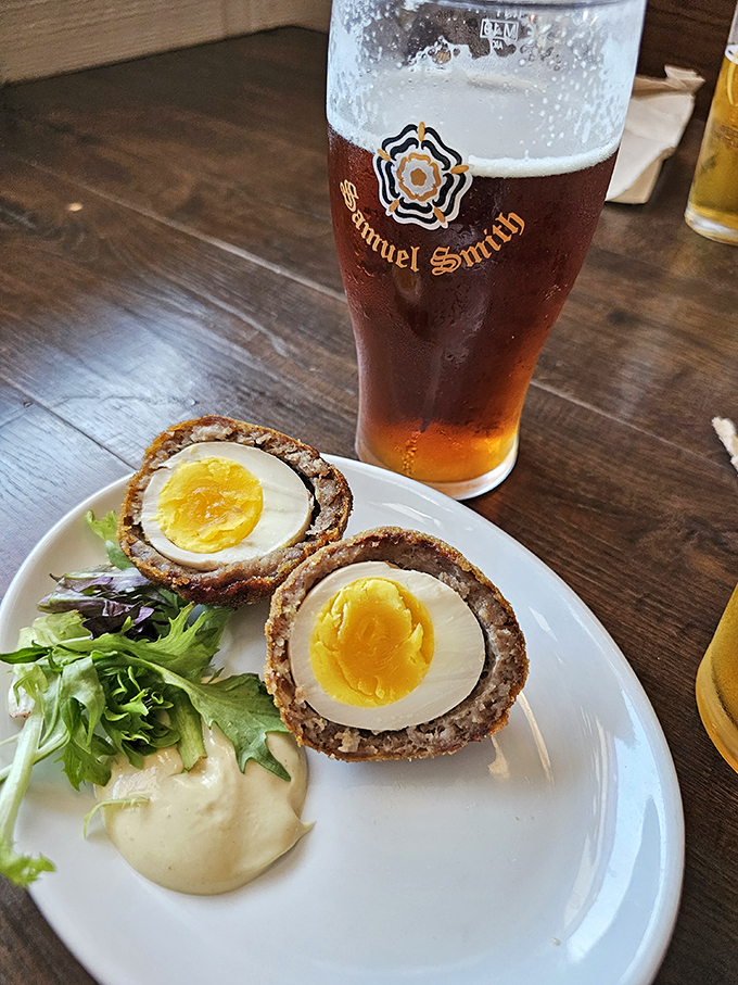 Scotch eggs and Samuel Smith's—a pairing so perfect it should be prescribed by doctors for cases of acute Anglophilia.