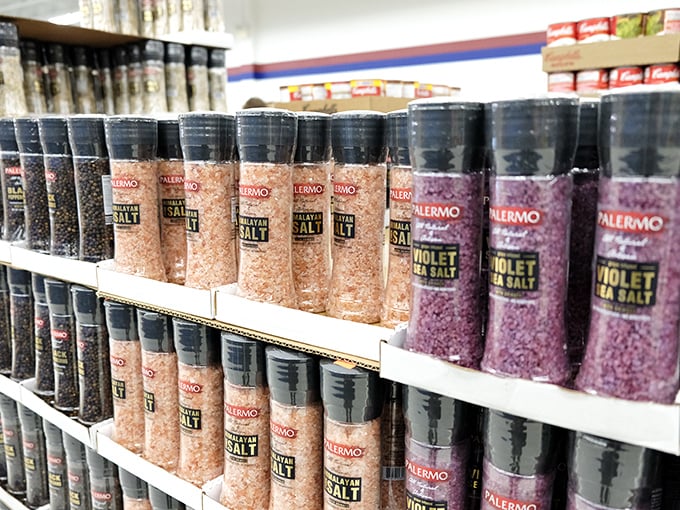 Himalayan pink salt meets violet sea salt in a spice aisle that would make celebrity chefs do a double-take at both selection and price.