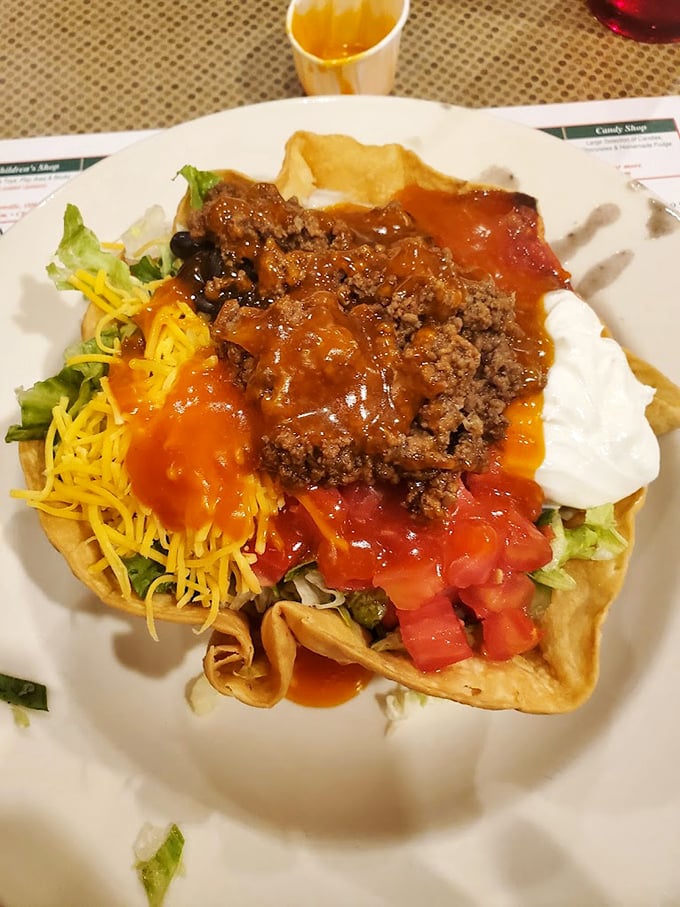 This taco salad could feed a small village or one very determined comfort food enthusiast.
