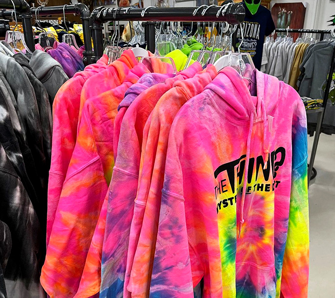 Tie-dye hoodies: because nothing says "I've seen The Thing" like looking like you've been abducted by color-happy aliens from 1969.