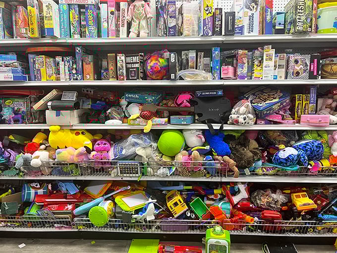 Toy paradise where nostalgic board games meet forgotten stuffed animals. One person's decluttering decision becomes another child's treasure trove of imagination.