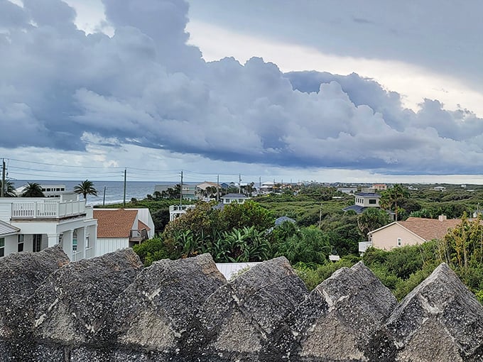 From this castle vantage point, visitors can gaze across the coastal landscape toward the Atlantic—a view fit for Florida royalty.