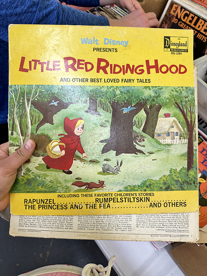 Childhood nostalgia pressed into vinyl – that Little Red Riding Hood record probably soundtracked someone's 1960s bedtime routine before Netflix existed.