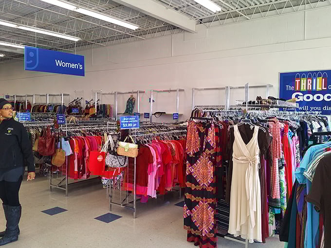The women's section: where vintage meets contemporary, and that perfect dress for your cousin's wedding might cost less than lunch.