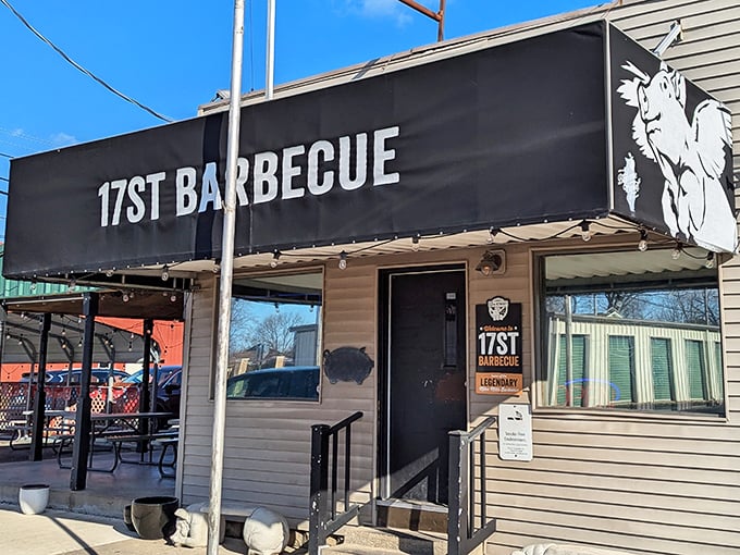 17th Street Barbecue doesn't need fancy frills—that bold black sign tells you everything: serious BBQ happens here. No gimmicks, just greatness.