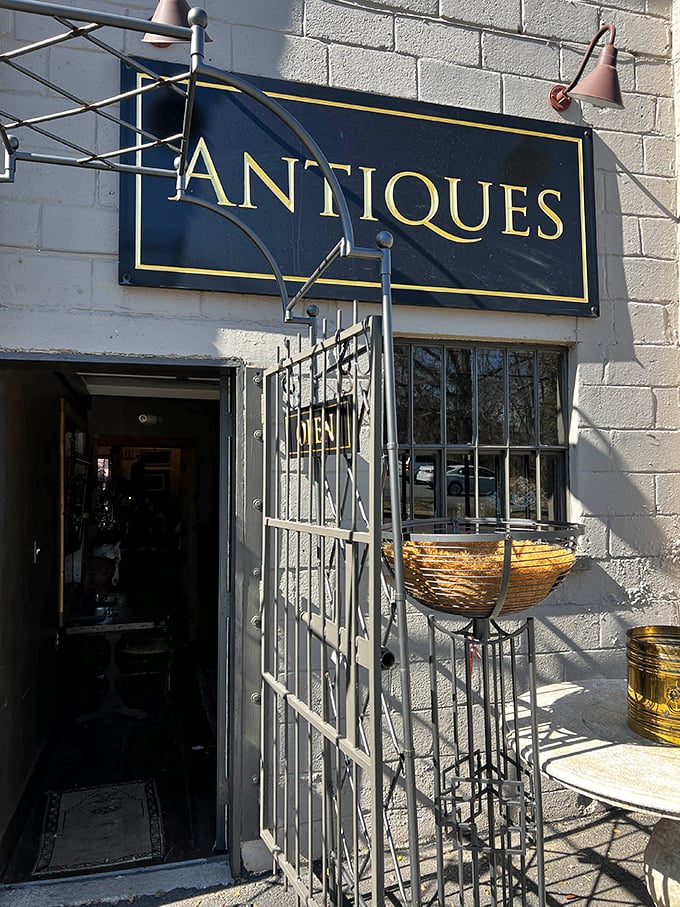 Baileywyck Antiques' unassuming entrance is the gateway to vintage wonderland. Don't let the cinder blocks fool you!