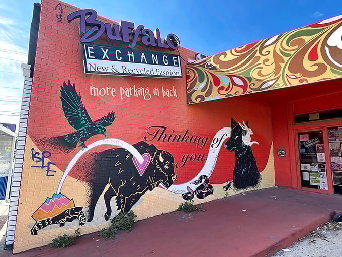 Buffalo Exchange's artistic exterior is as curated as its merchandise. Even the building dresses better than I do!