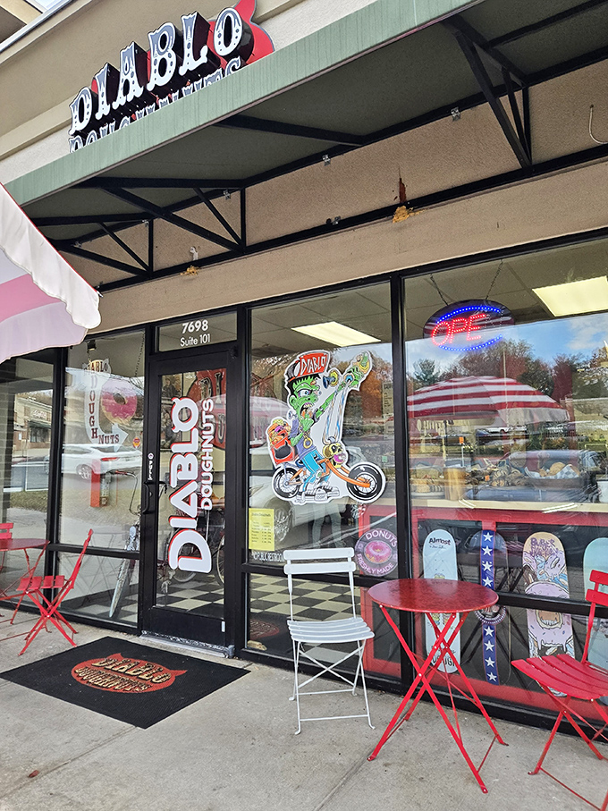 That playful storefront promises exactly what's inside - donuts with personality and serious flavor game.
