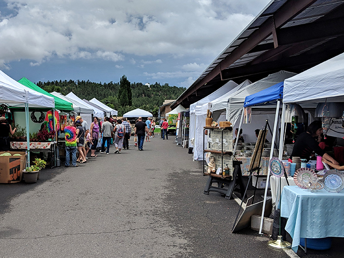 More than just produce! Flagstaff's market combines farm-fresh goods with artisan crafts under majestic mountain skies.