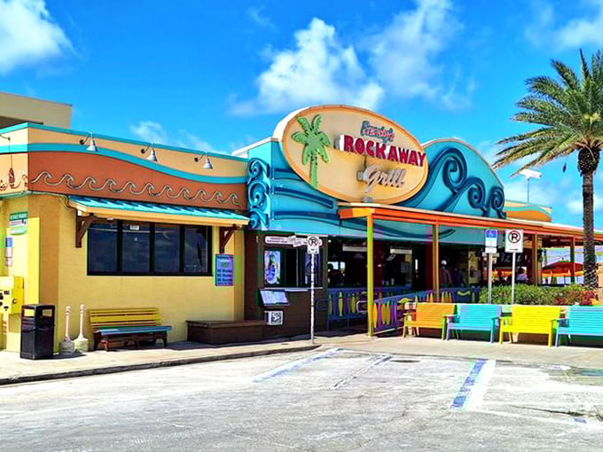 Frenchy's vibrant beach-shack vibe practically screams "vacation mode activated" – even if you're just on lunch break.