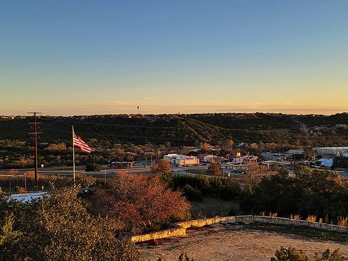 Rolling hills embrace this scenic overlook where Texas Hill Country beauty costs nothing to enjoy.