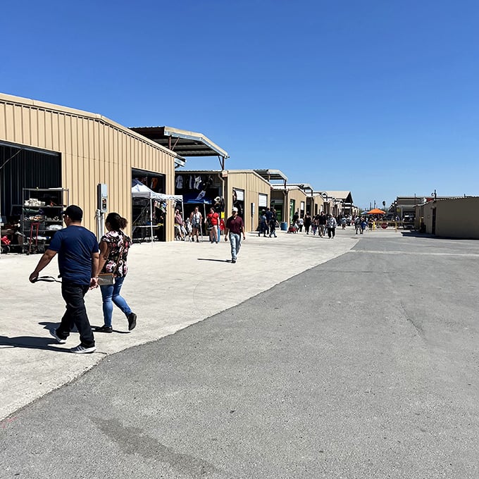 Rustic retail therapy! These weathered metal buildings house countless vendors selling everything imaginable.