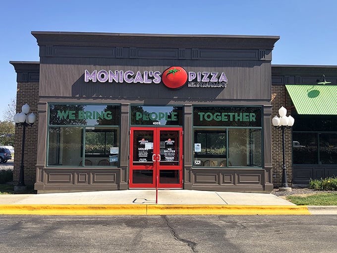 Monical's promises "We Bring People Together" – and after one bite of their thin crust, you'll understand why.