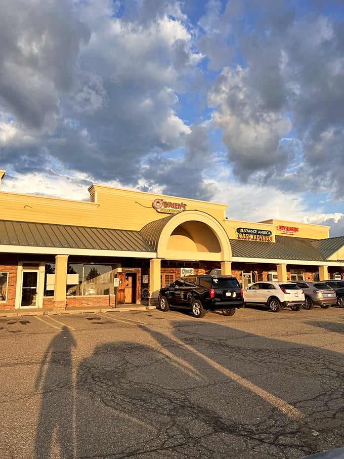 O’Brien’s Crabhouse sits beneath golden skies, its weathered charm inviting you in for a feast where cracking shells and buttery fingers are practically the dress code.