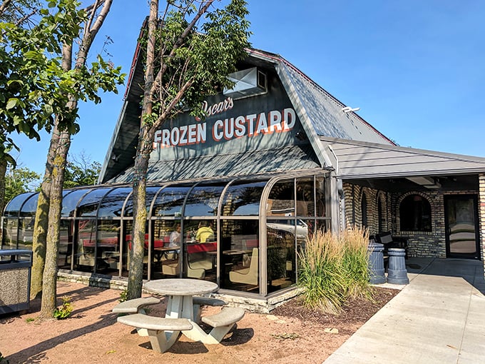Oscar's barn-shaped custard haven proves the best things in life sometimes come in rustic packages. Architectural charm with a side of sprinkles.