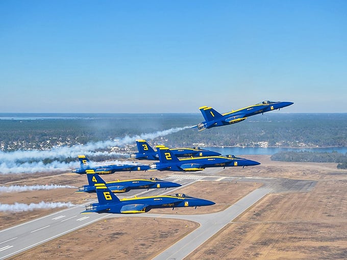 Blue Angels soar overhead, providing world-class entertainment that comes free with Pensacola's surprisingly affordable coastal retirement lifestyle.