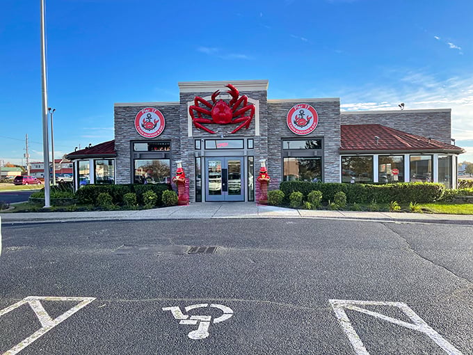 Pier 17's giant red crab on the roof isn't subtle – but neither are the bold Cajun flavors waiting inside.