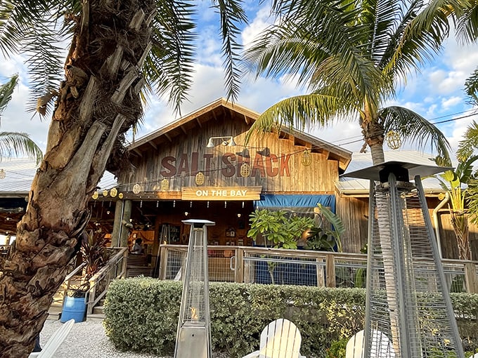 Salt Shack's rustic wooden exterior is like a treasure chest – unassuming until you discover the seafood gold inside.