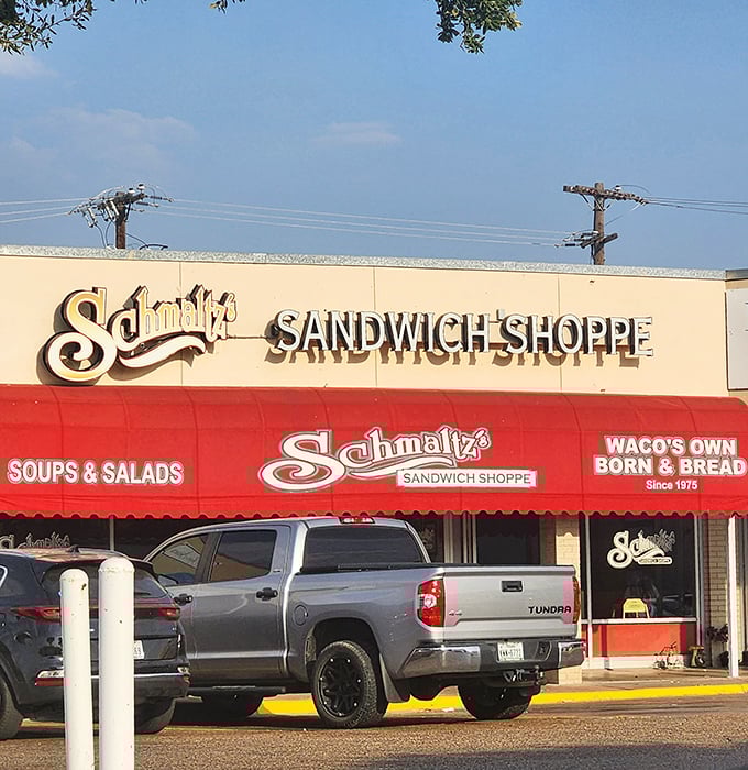 That classic red awning has been welcoming Waco sandwich lovers for generations.