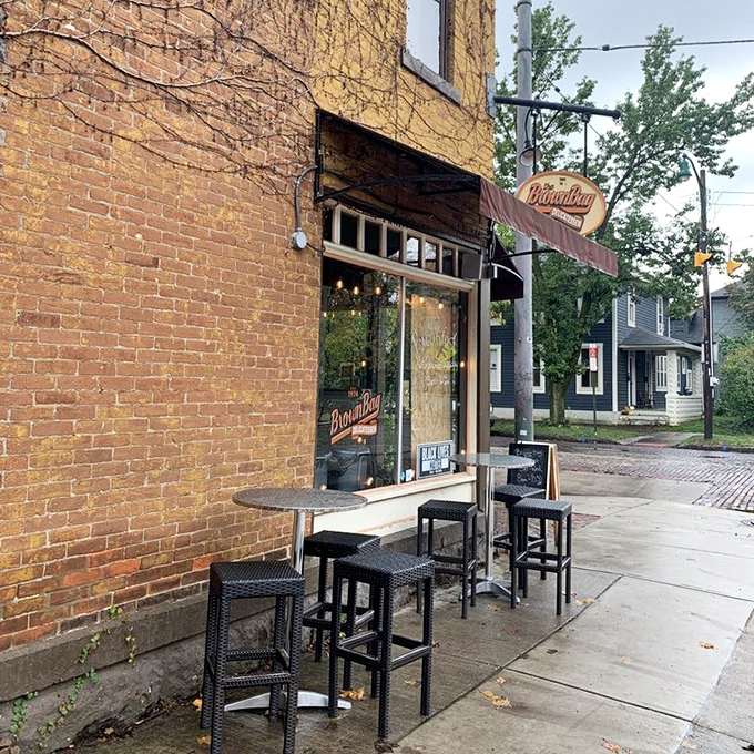 Brown Bag's brick corner spot with sidewalk seating invites you to linger over lunch in historic German Village.