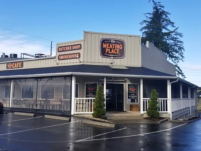 The Meating Place's no-nonsense exterior promises serious sandwich craftsmanship without any unnecessary frills or fuss.