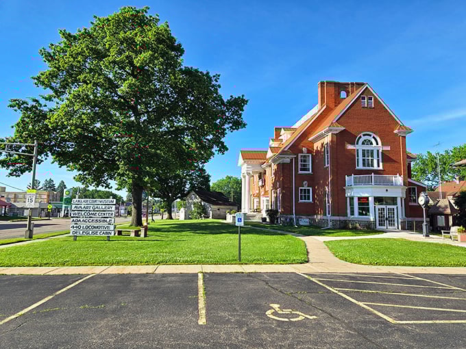 This welcoming streetscape proves that community spirit and affordable living make perfect neighbors in north-central Wisconsin.