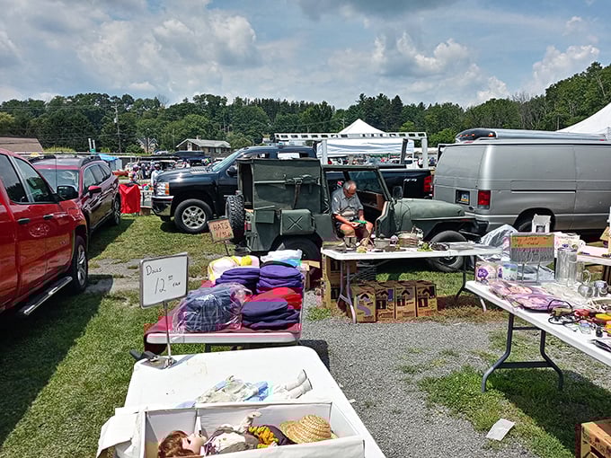 Shoppers navigate between trucks and tables in this delightfully casual market where treasures hide in plain sight.