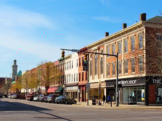 These beautifully preserved storefronts showcase the kind of architectural charm that makes every shopping trip feel like exploring history.