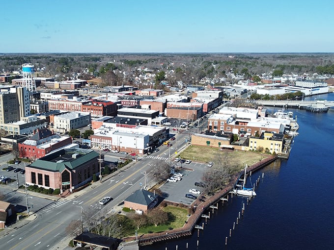 Coastal living without coastal prices - Elizabeth City's downtown marina where boats and budgets both find safe harbor.