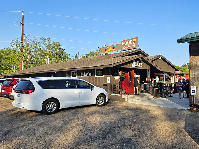That packed parking lot tells the whole story—when locals choose Jake's, you know the steaks are absolutely worth the drive.